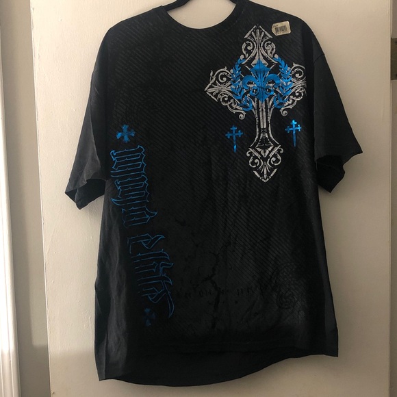 MM Elite | Shirts | Mens Black And Blue Cross Graphic Tee Read ...